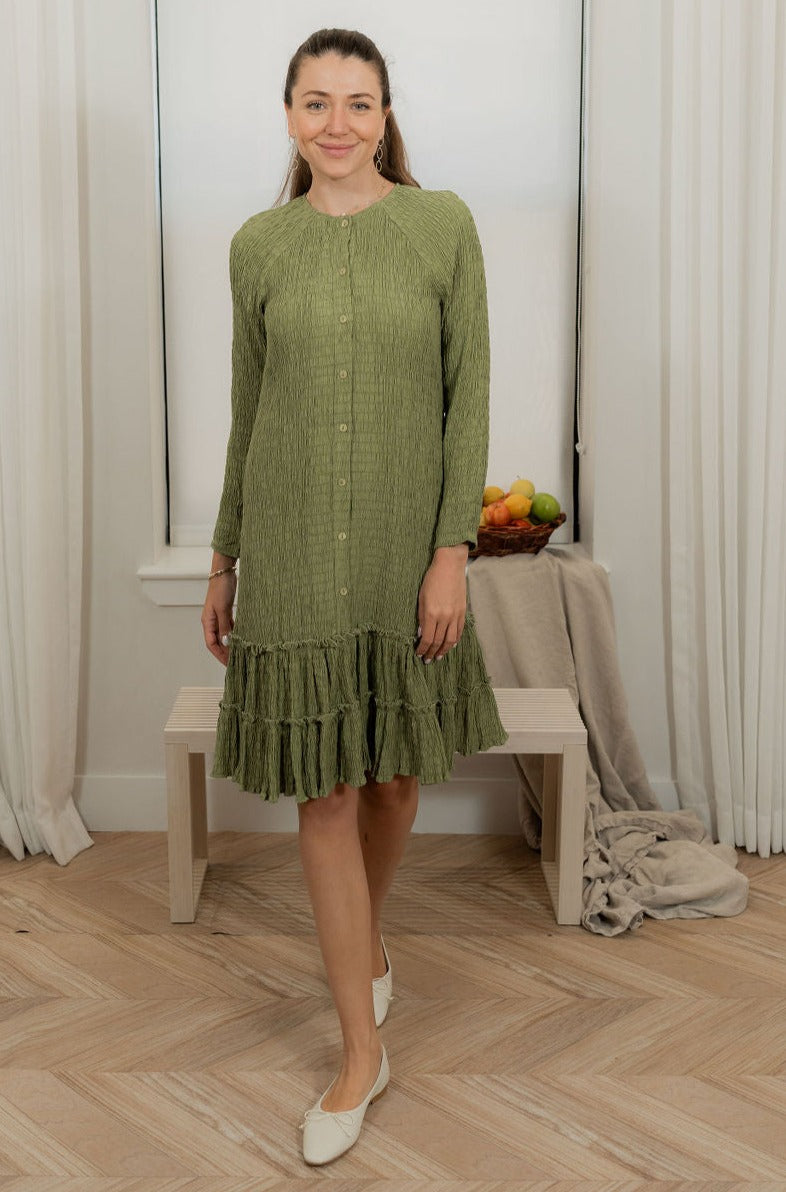 Scrunched Button Down dress